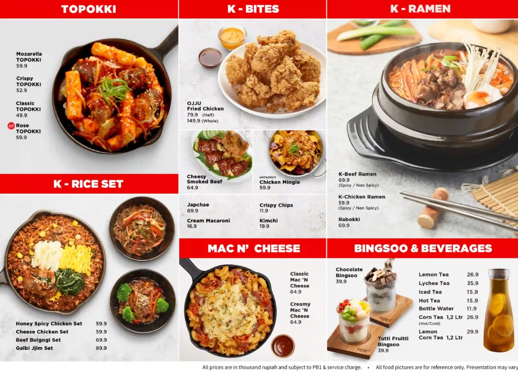 Ojju K-Food Menu dan Harganya Terbaru 2025